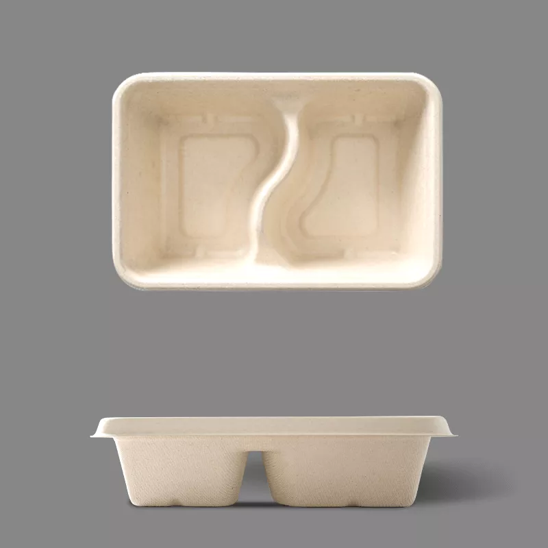 Compostable Bagasse Lunch Box With Lid - 1 Source Catering Supply